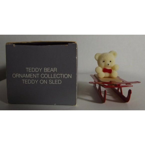 Avon | Holiday | Vintage Avon Teddy Bear On Sled Christmas Ornament ...